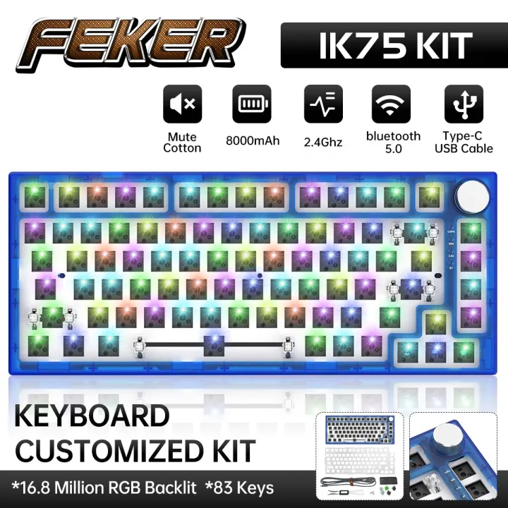 IK75 FEKER Keyboard DIY Kit Bluetooth 5.0+2.4G+Wired Three Modes Gasket ...