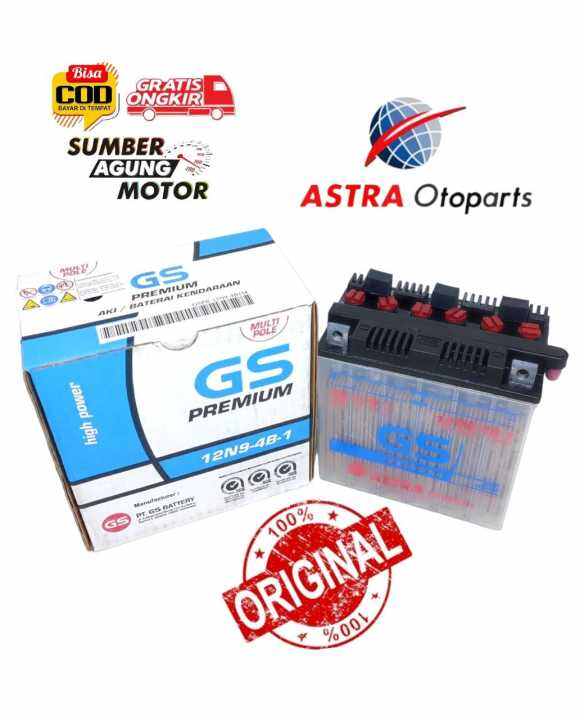ACCU ACCU AKI BASAH KAWASAKI BINTER MERCY THUNDER 250 GS 12N9-4B GS PREMIUM | Lazada Indonesia