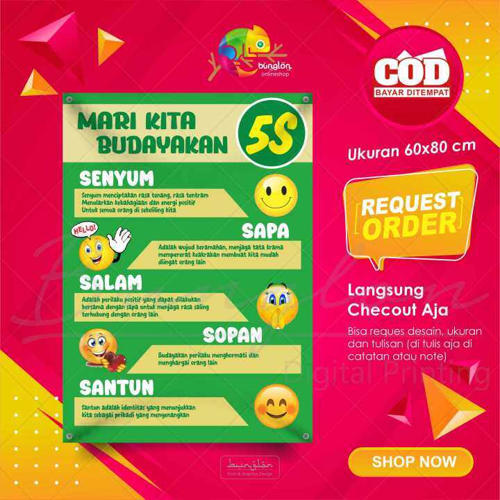 Spanduk & Banner Mari Budayakan 5S Emoticon Hijau | Lazada Indonesia Spanduk & Banner Mari Budayakan 5S Emoticon Hijau | Lazada Indonesia