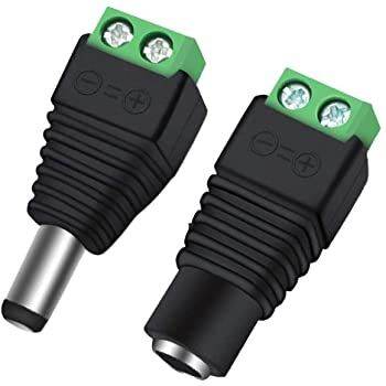 (1)pair DC Connector Male (1pcs) Female (1pcs) 12V DC Plug 5.5 x 2.1mm ...
