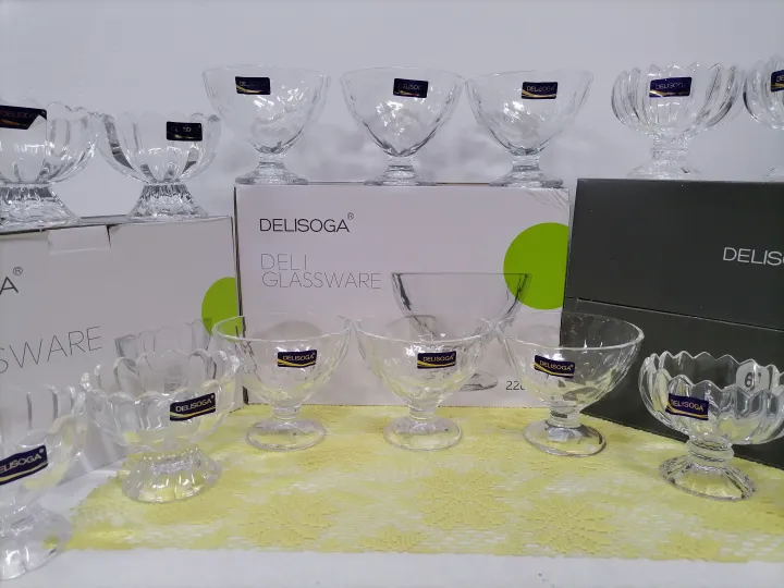 Delisoga Deli Glassware Small Transparent Ice Cream Cup Glass Set 6pcs ...