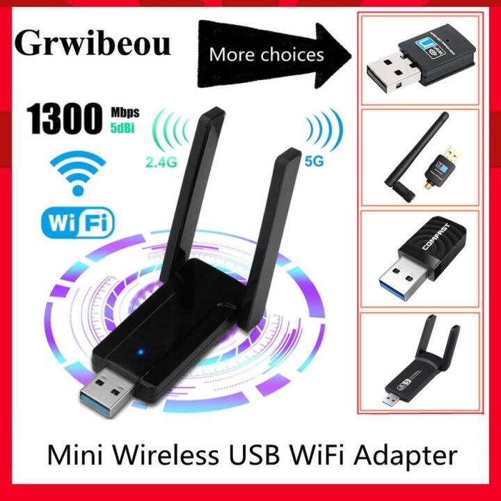 Grwibeou Adapter USB3.0 1200Mbps 600Mbps USB Ethernet 2.4G 5G Band Wi ...