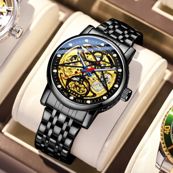 MG.ORKINA Brand Watch MG110 Automatic Waterproof Skeleton Steel Band ...