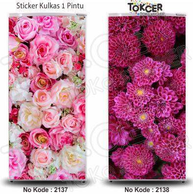 B S Stiker Kulkas1 Pintu Wallpaper Kulkas 1 Pintu MOTIP BUNGA ELEGAN ...