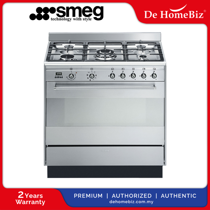 SMEG SUK91MFX9 Concert 5 Gas Burners Range Cooker Electric Oven 90cm ...