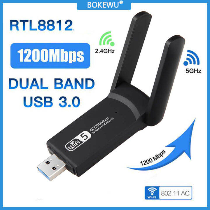 BOKEWU 1200Mbps WiFi Adapter USB 3.0 Dual Band 5GHz 2.4GHz 802.11AC ...