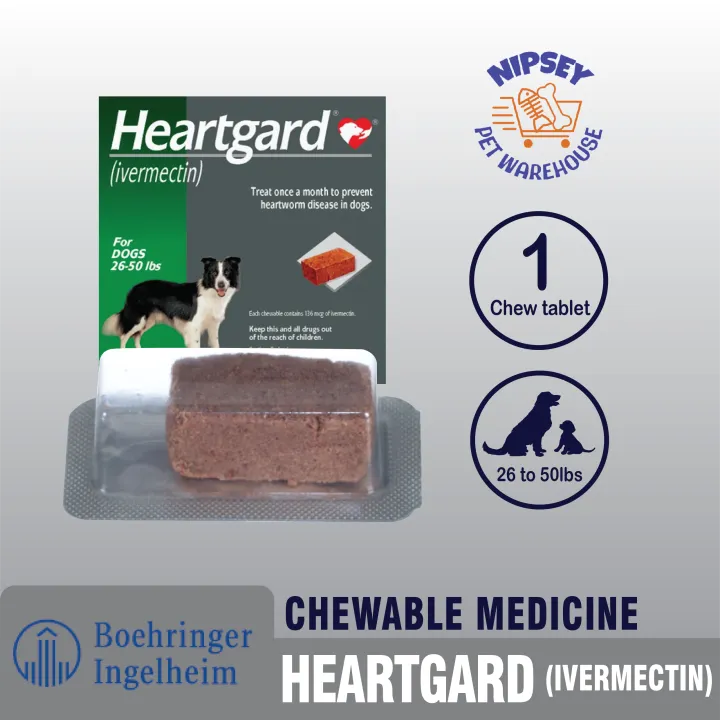 Heartgard Plus (Green) for Dogs 26-50lbs (1 chewable only) | Lazada PH