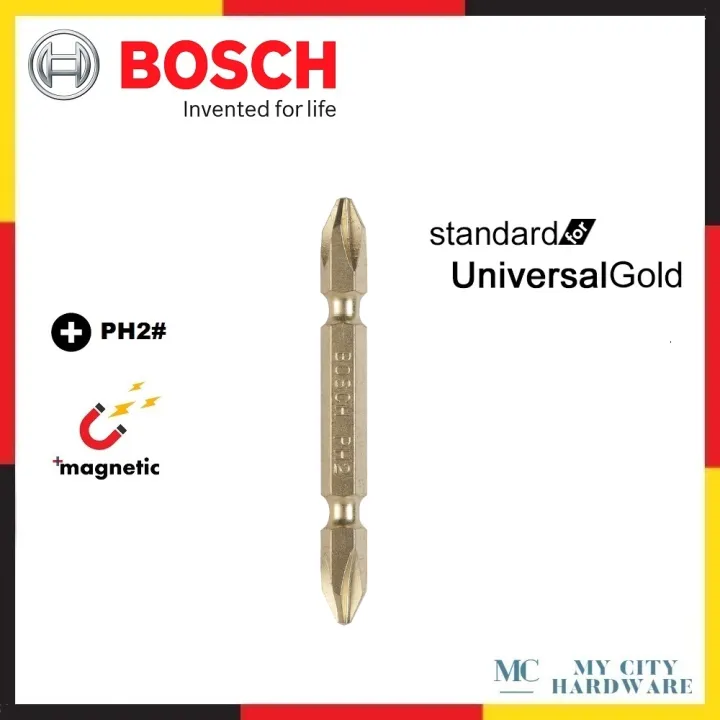 Bosch PH2 x 65mm Universal Gold Magnetized Double-Ended Screwdriver Bit ...