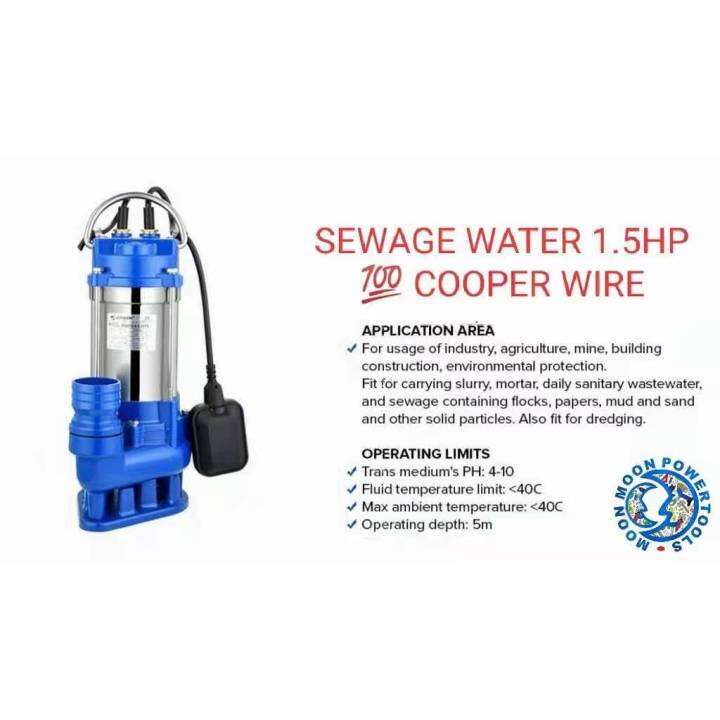 STAINLESS STEEL SUBMERSIBLE SEWAGE PUMP 1.5HP w/float switch | Lazada PH