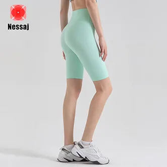 Nessaj ผู้หญิงเอวสูงไม่มีร่องรอยกีฬากางเกงขาสั้นยืดแน่นแห้งเร็วยิม ...