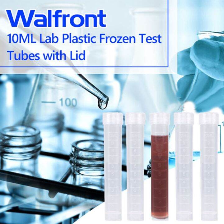 10 pcs/pack 10ml Clear Plastic Test Tubes Plastic Frozen Test Tube Vial ...