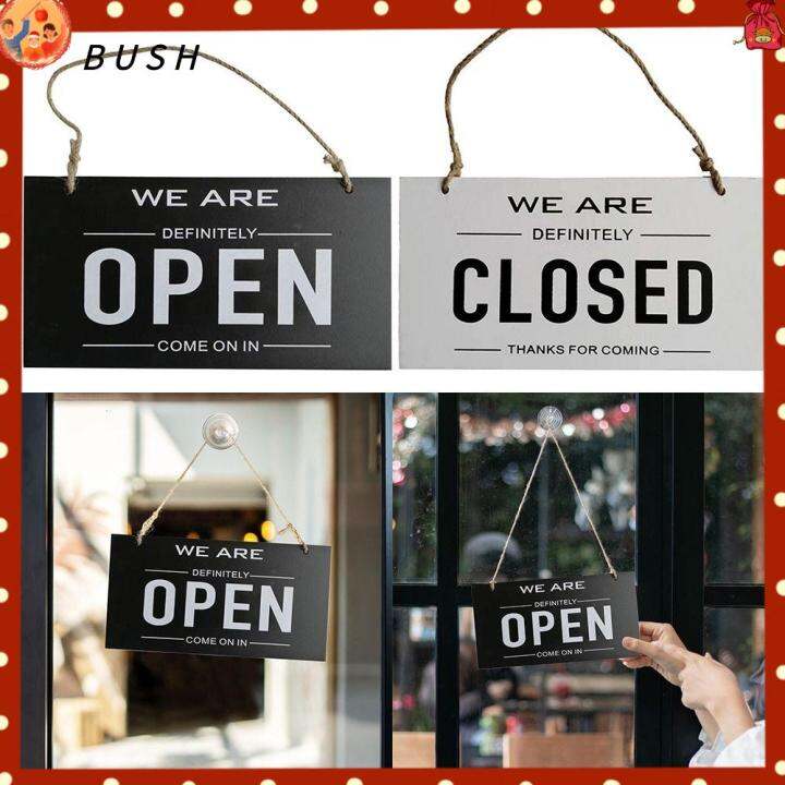 BUSH Double Sided Door Sign Open Closed Sign Wood Hotel Bulletin Board ...