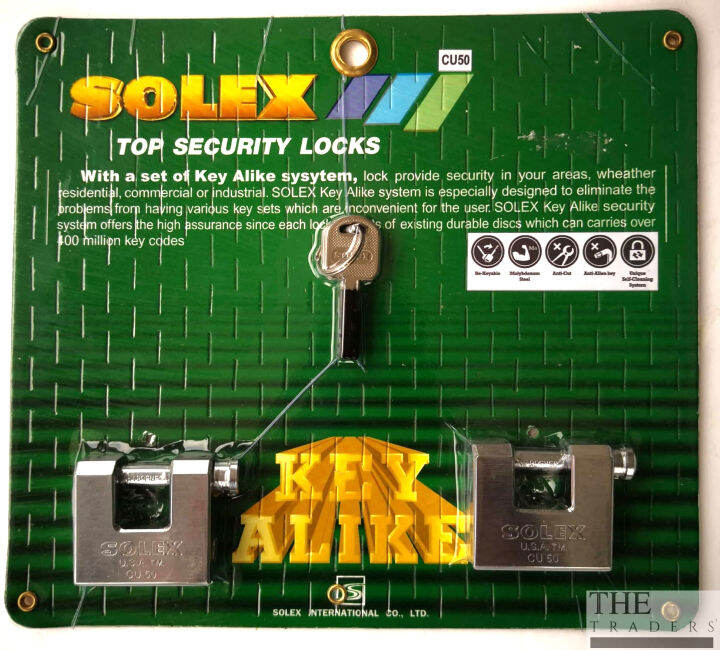 [100% ORIGINAL] SOLEX PREMIUM CU50 KEY ALIKE 2:1 PADLOCKS ANTI-CUT ...