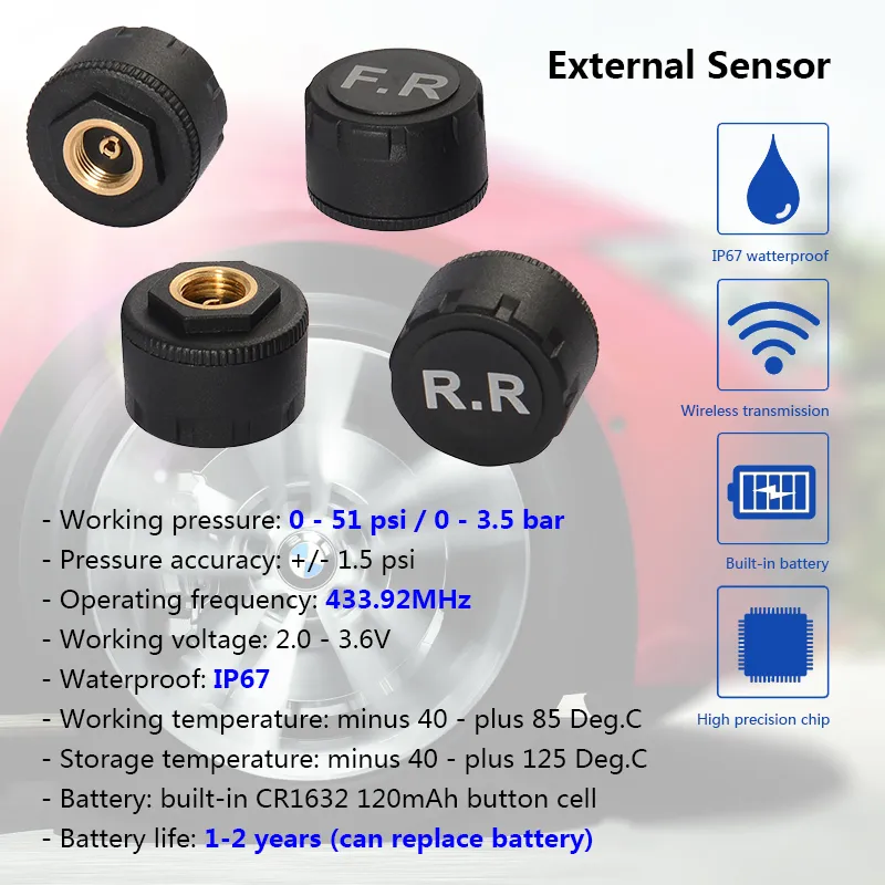 CST-TY06A USB Android TPMS Tire Pressure Monitoring System Display ...