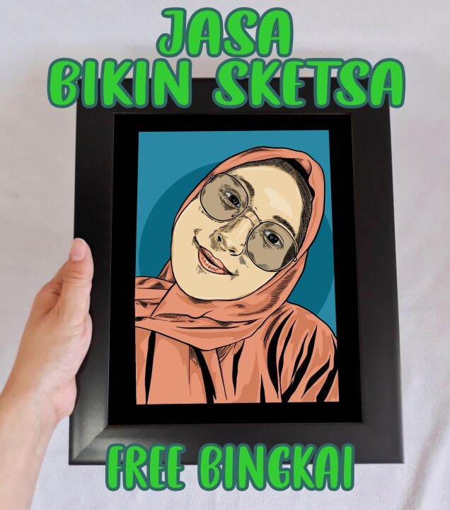 Jasa bikin desain sketsa wajah vector portrait lukis hitam putih free ...
