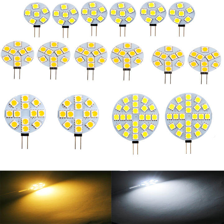 Ranpo 10Pcs G4 2Pin Lamp Bulb DC 12V 6/9/12/24leds 5050 SMD LED warm ...