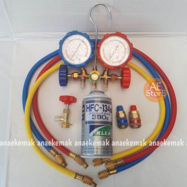 1 set Paket lengkap Alat Isi ulang DOUBLE manifold / tambah freon Ac ...