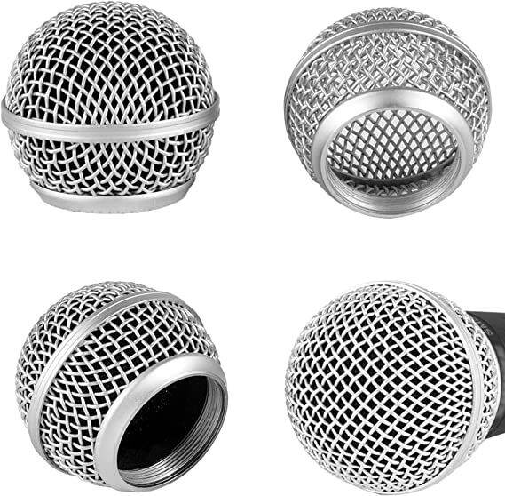 UNIVERSAL MICROPHONE HEAD REPLACEMENT 30x50mm, OCTAGON SILVER, HEAVY ...
