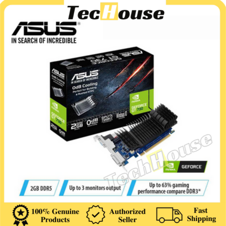 Asus GT730-SL-2GD5 BRK Low Profile Graphics Card with I/O port brackets (2GB GDDR5/ 0db Fanless ...