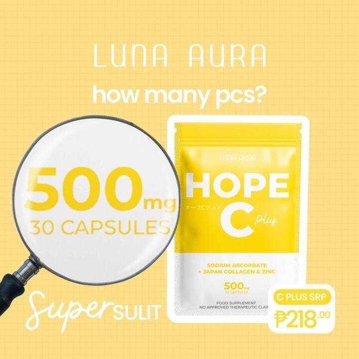 ♟ Luna aura Hope c 500mg vitamin c japan collagen and zinc | Lazada PH