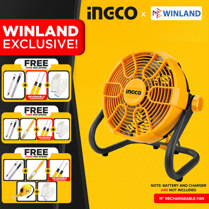 INGCO by Winland Rechargeable Fan 11" 2 Speed 20V CFALI2002 | Lazada PH