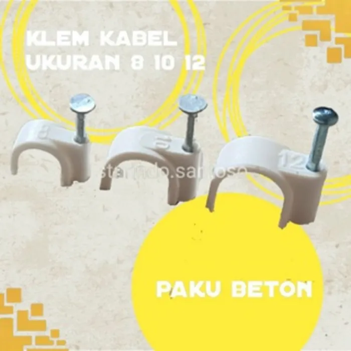 KLEM KABEL 8 10 12 paku beton klam kabel listrik plastik putih | Lazada ...