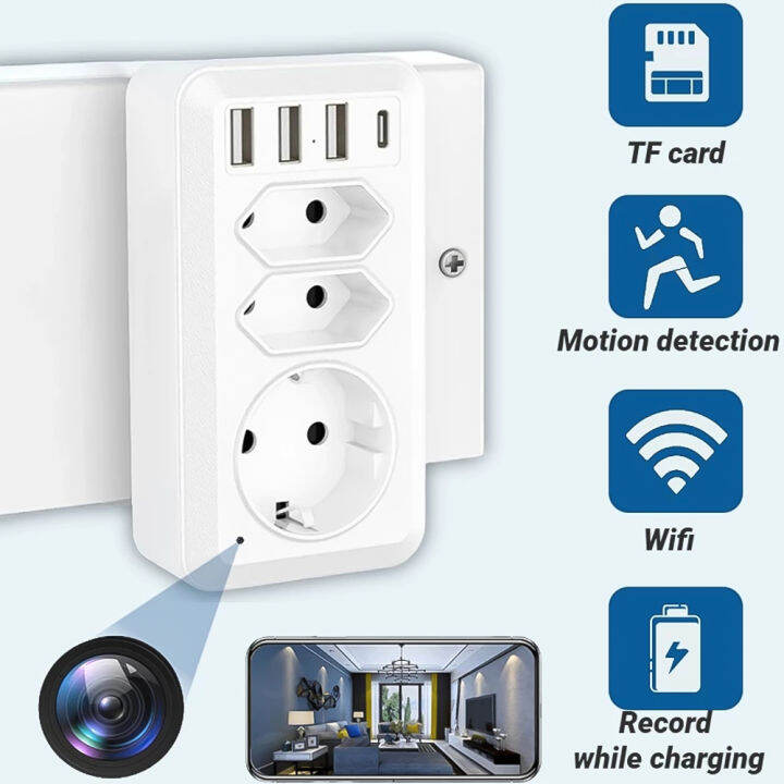 Winstong Tech HD 1080P WiFi Mini Camera Wall Outlet EU Plug Socket ...