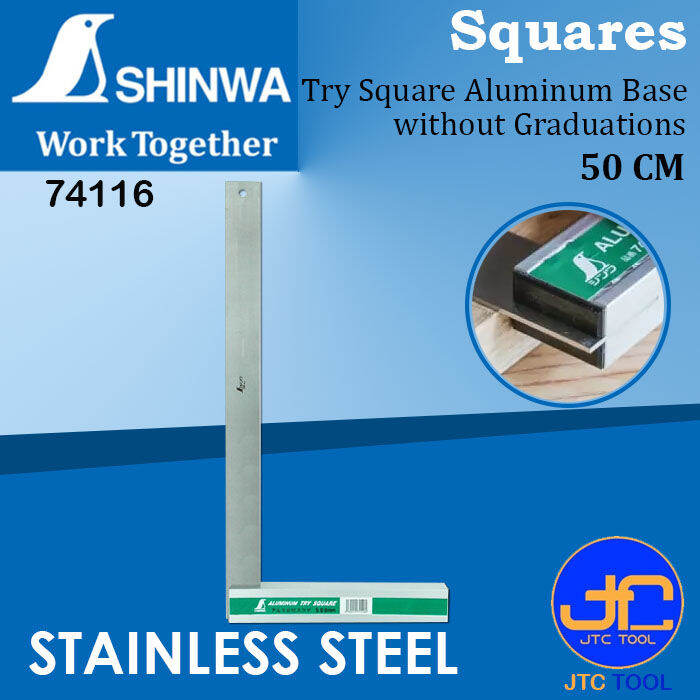 Shinwa ฉากช่างไม้ไม่มีสเกลสแตนเลสมีหลายขนาด - Try Square Stainless ...