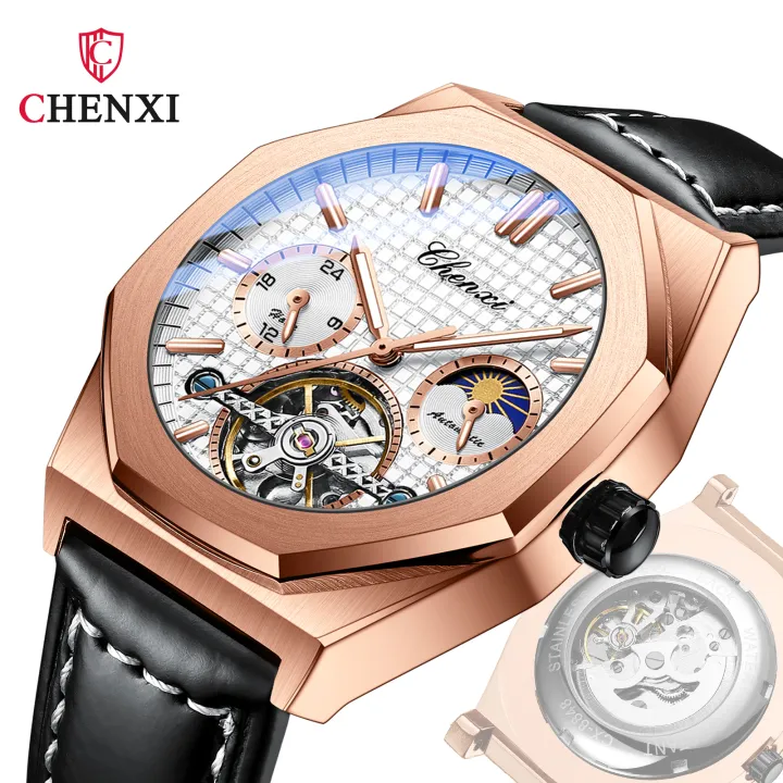 CHENXI ต้นฉบับแบรนด์ใหม่ระดับไฮเอนด์ Tourbillon อาทิตย์,ดวงจันทร์และดาว ...