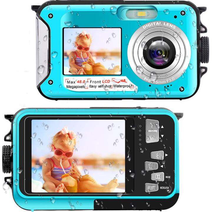 Action Digital Camera 24MP กันน้ำ1080P 16X หน้าจอคู่ Digital Zoom ...