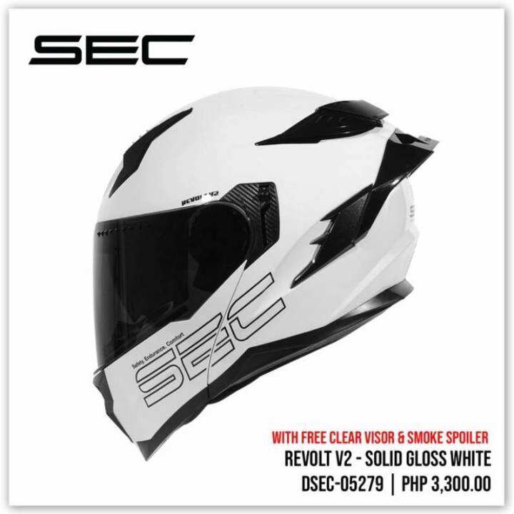 SEC Revolt v2 Modular Helmet + FREE Extra Smoke Visor and Spoiler ...