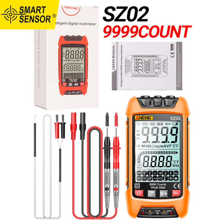 Smart Sensor ANENG SZ02 Smart Digital Multimeter Auto Range 9999 Counts NCV Universal Meter ...