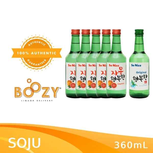 【In Stock】 5 So Nice Grapefruit Soju 360ml + 1 So Nice Original Soju ...