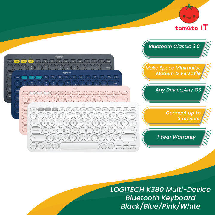 Logi K380 Multi-Device Bluetooth Keyboard - Black/Blue/Pink/White | Lazada