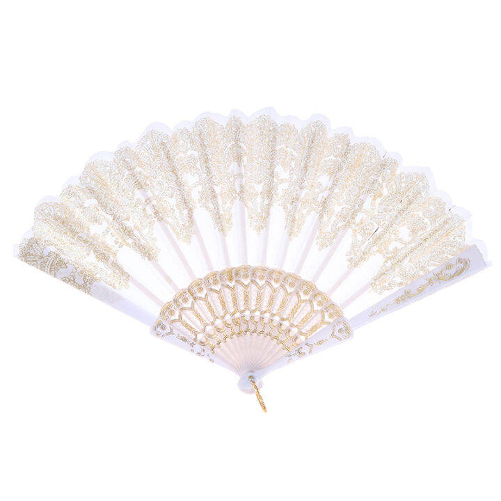 Sygstm Spanish Style Dance Party Fan Wedding Silk Lace Fan Folding Held ...