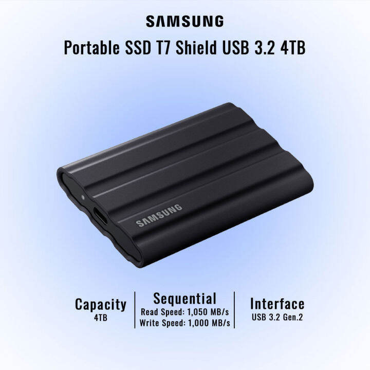 Samsung 4TB T7 Shield Portable SSD (Black) | Lazada.co.th