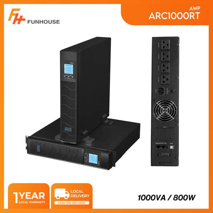 AWP ARC1000RT ArcPure 800W-1000VA UPS Pure Sine Wave with AVR UPS (4 ...