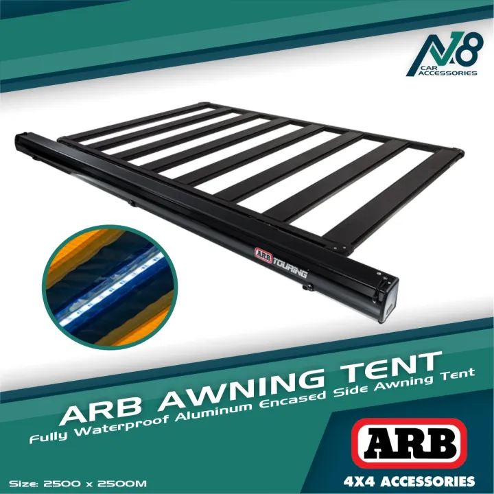 ARB Awning Tent Aluminum Encased Black with Light 2500x2500m Genuine ...