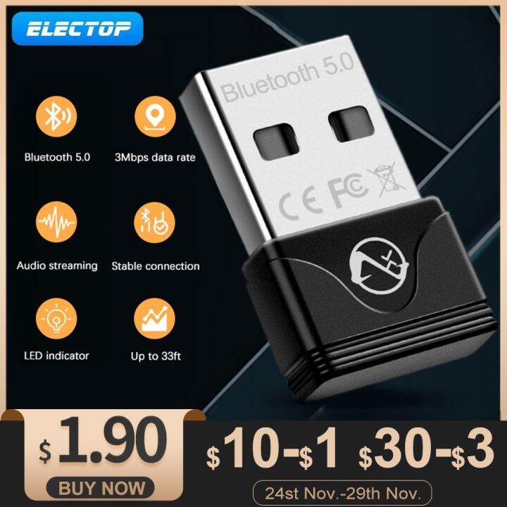 ELECTOP USB Bluetooth 5.0 Adapter Transmitter Dongle EDR for Bluetooth ...