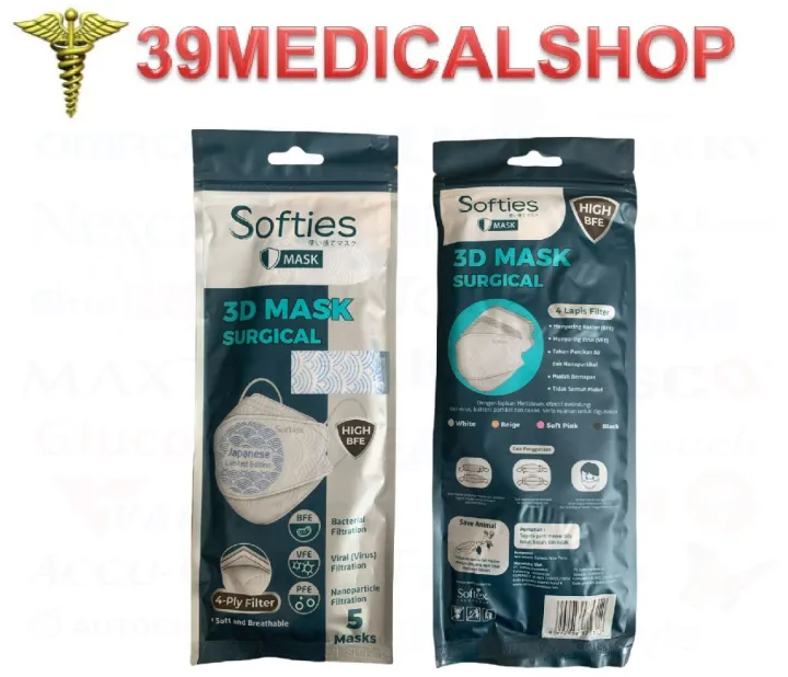 SOFTIES 3D SURGICAL MASK 4PLY SACHET ISI 5 - MASKER SOFTIES 3D SACHET ...