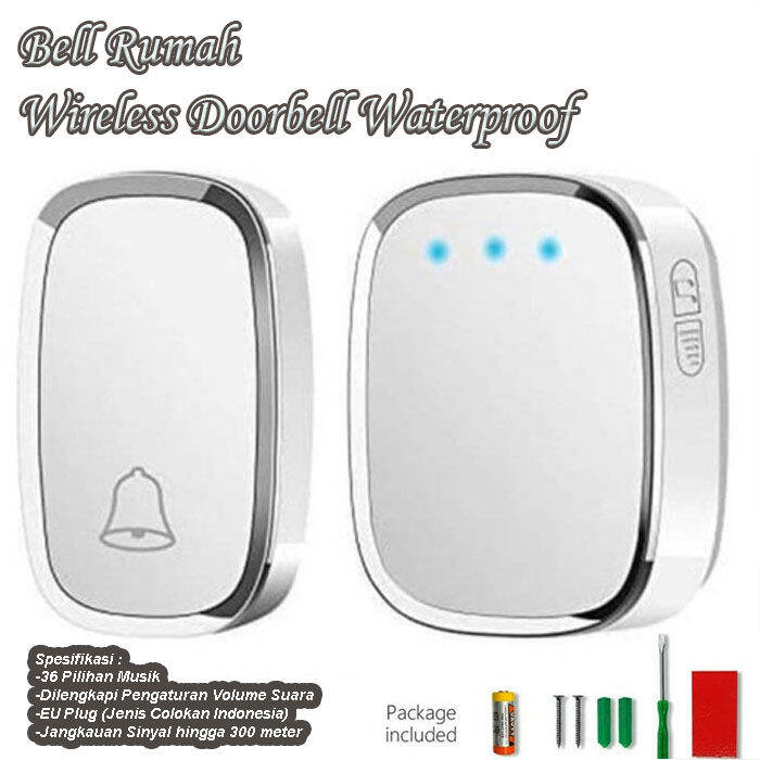 Bel Rumah Wireless Door Bell Waterproof Pintu - Bel Rumah Tanpa Kabel ...