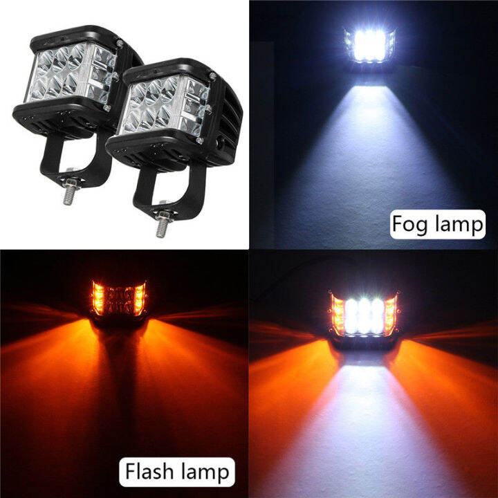 4 Inch 36W LED Side Shooter Work Light Combo Beam White+Amber Offroad ...