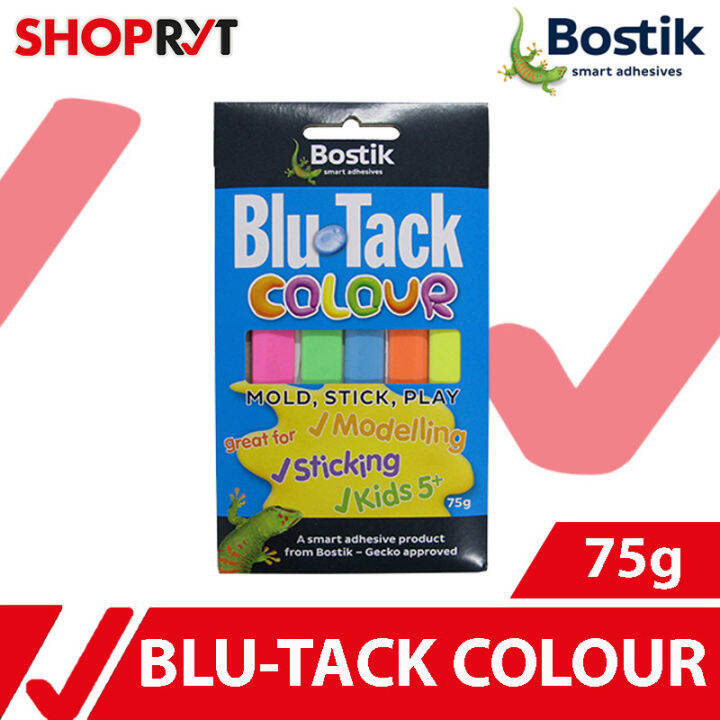 BOSTIK Blu Tack Colour Reusable Multi-purpose Adhesive 75g Ideal and Alternative to Drawing Pins ...