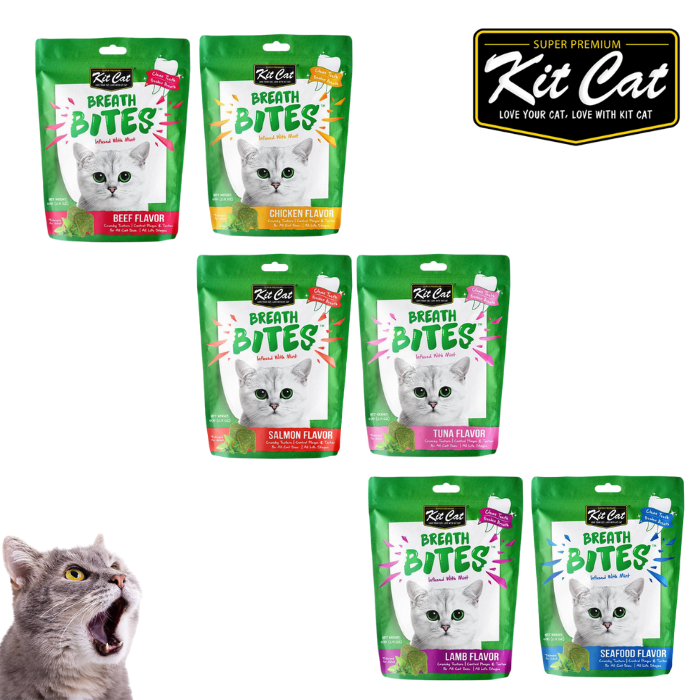 Kit Cat Breath Bites Cat Dental / Cat Snack 60g (Lamb / Seafood ...