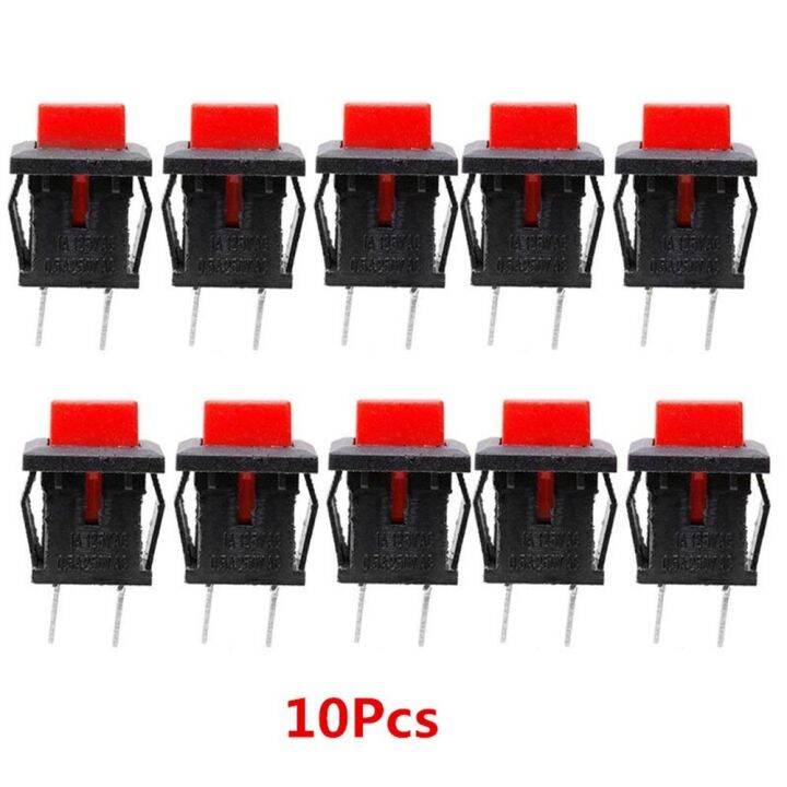 FPASDFC 10Pcs 2 Pin 125VAC 1A SPST Red Square Push Button Self-locking ... FPASDFC 10Pcs 2 Pin 125VAC 1A SPST Red Square Push Button Self-locking ...