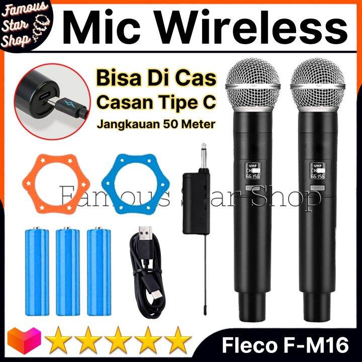 Dua Mic Tanpa Kable Bisa DI Cas | Double Mic Profesional Wireless ...