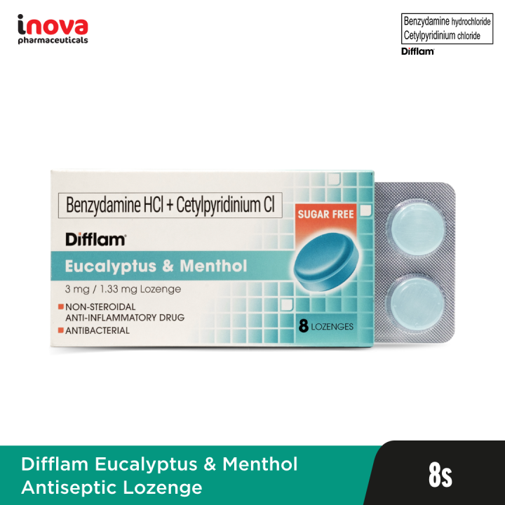 Difflam Eucalyptus & Menthol Antiseptic Lozenge 8's | Lazada PH
