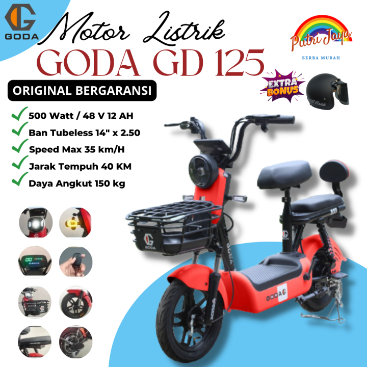 Sepeda Motor Listrik GODA 125 Golden Mango 500 Watt Bergaransi Free ...