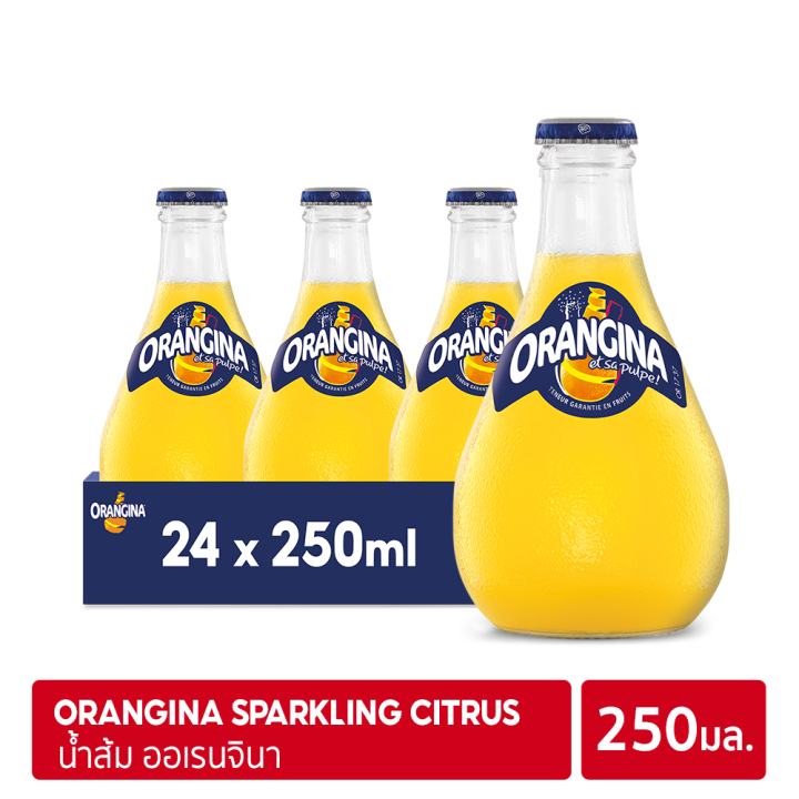 Orangina 250ml x 24 | ออเรนจินา เครื่องดื่มกลิ่นส้มผสมโซดา ขนาด 250 มล. (แพ็ค 24 ขวด) | Lazada.co.th