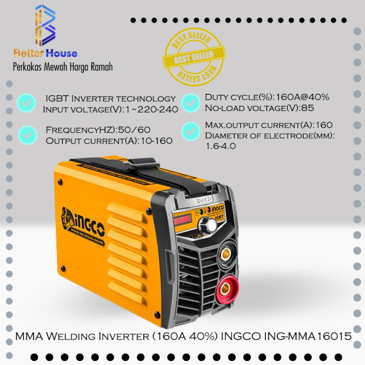Trafo Las Listrik MMA Welding Inverter (160A 40%) INGCO ING-MMA16015 ...